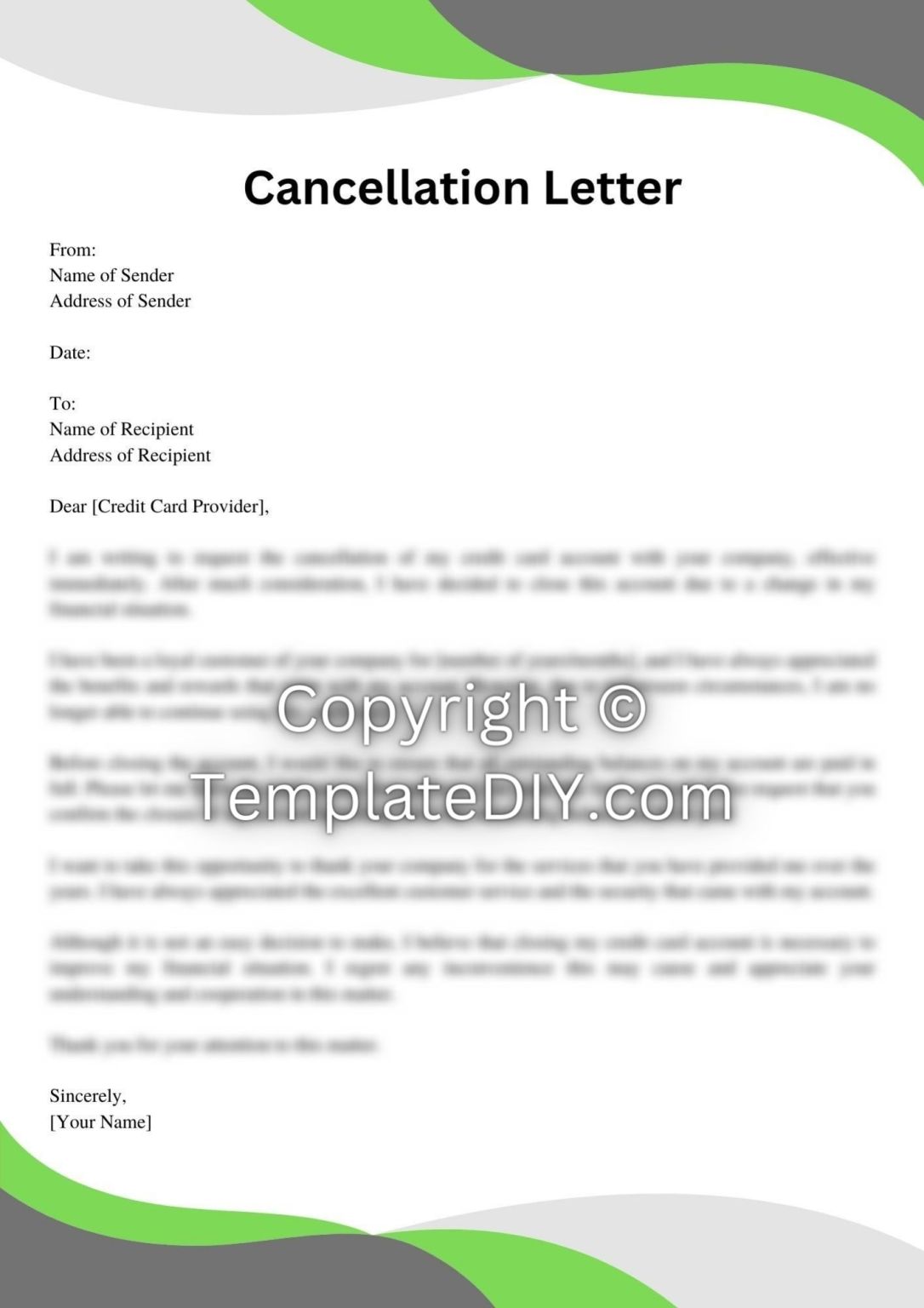 Credit Card Cancellation Letter Sample with Examples [Word]