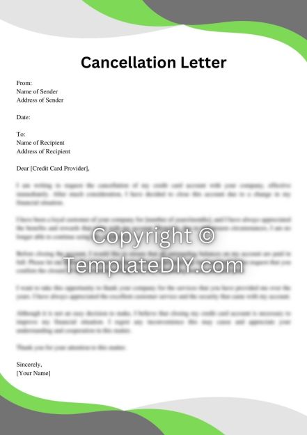 Credit Card Cancellation Letter Sample with Examples [Word]