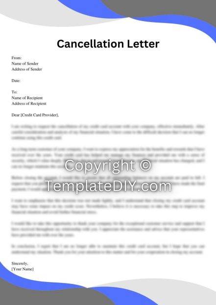 Credit Card Cancellation Letter Sample with Examples [Word]