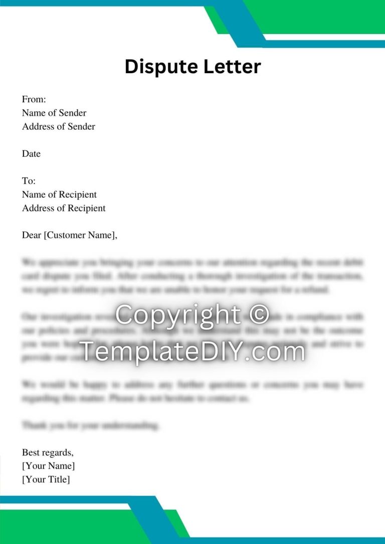 Debit Card Dispute Denial Letter Sample with Examples