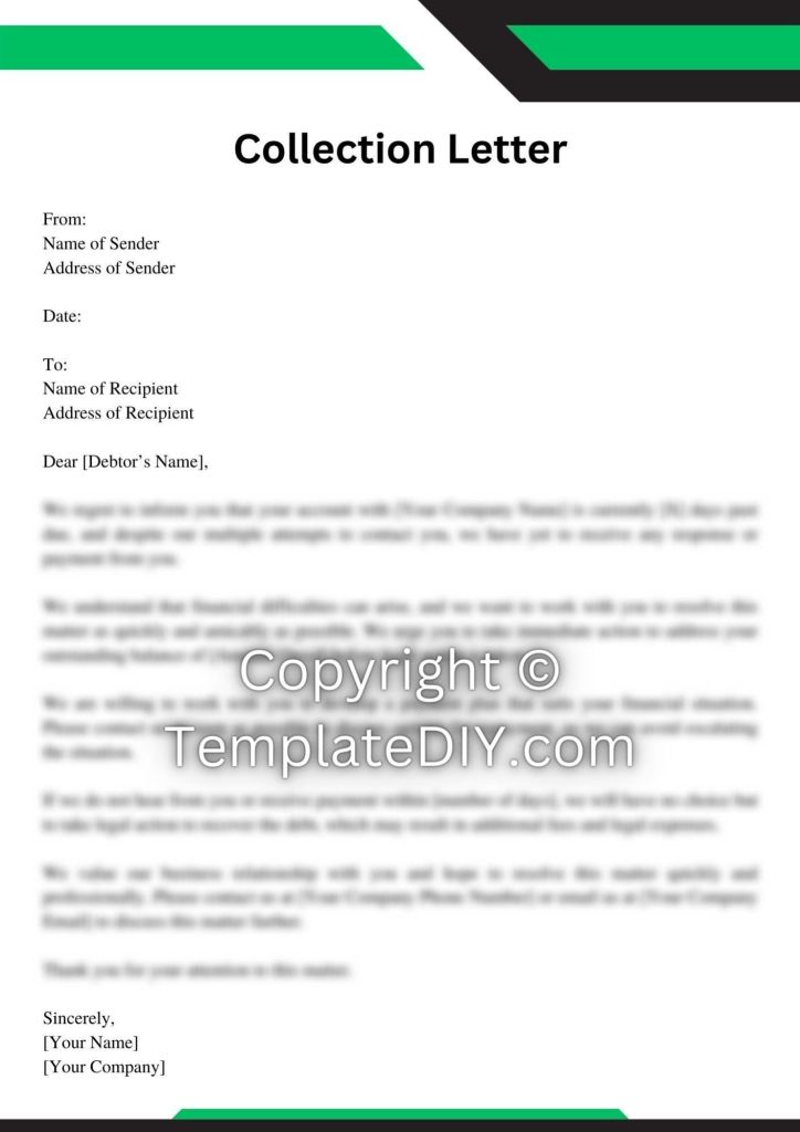 Debt Collection Letter Sample with Examples [Word]