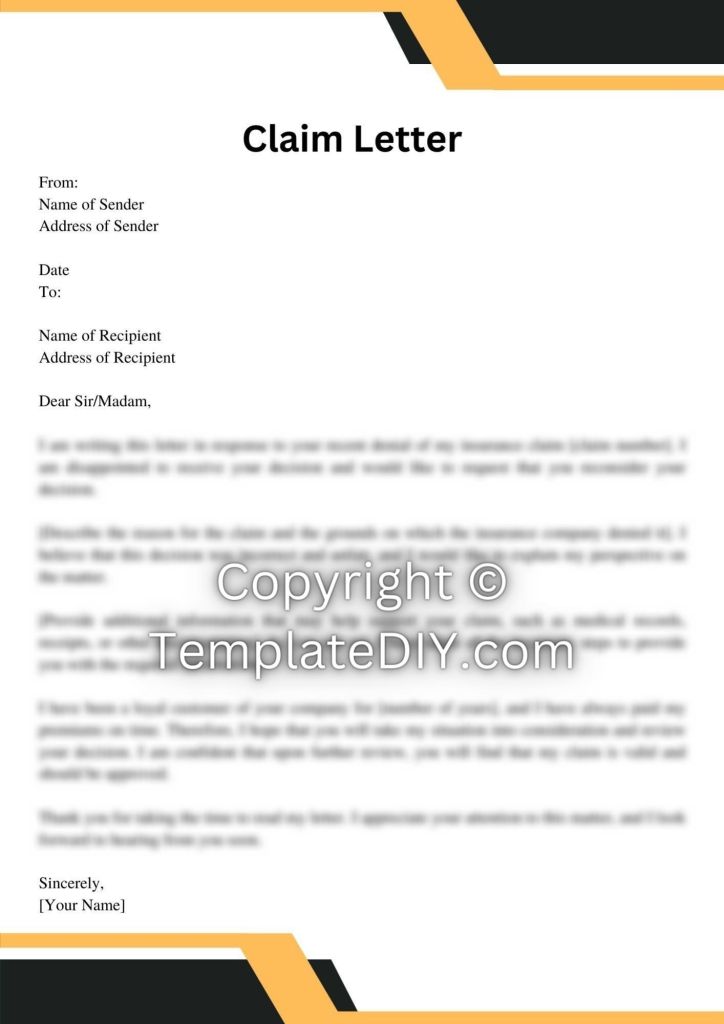 Denial of Claim Letter Sample Template with Examples [Word]