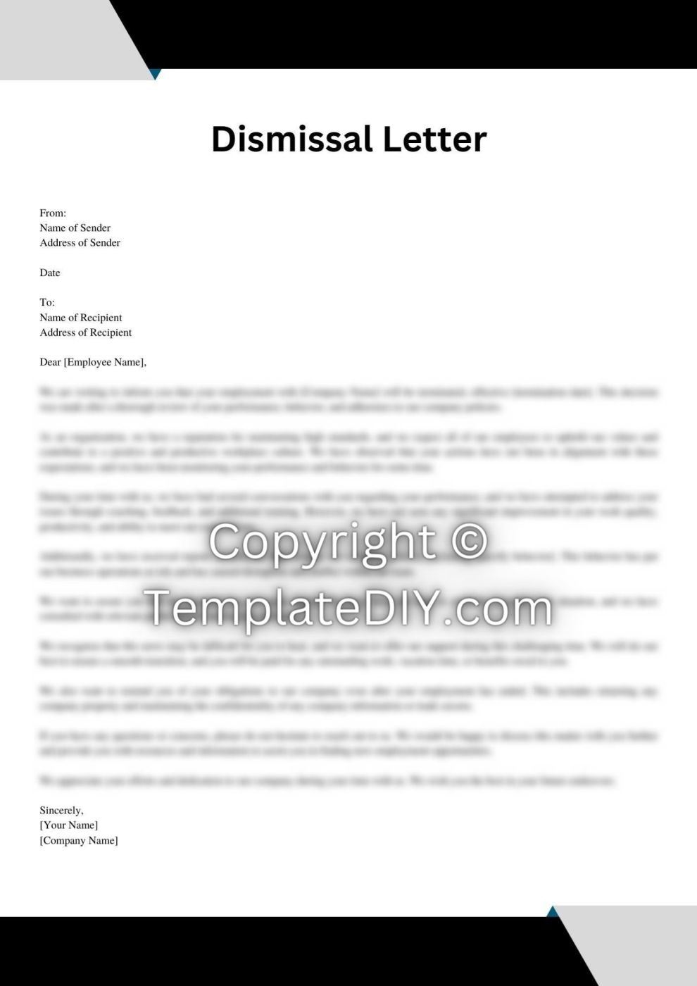Dismissal Letter for Employee Sample Examples in PDF & Word