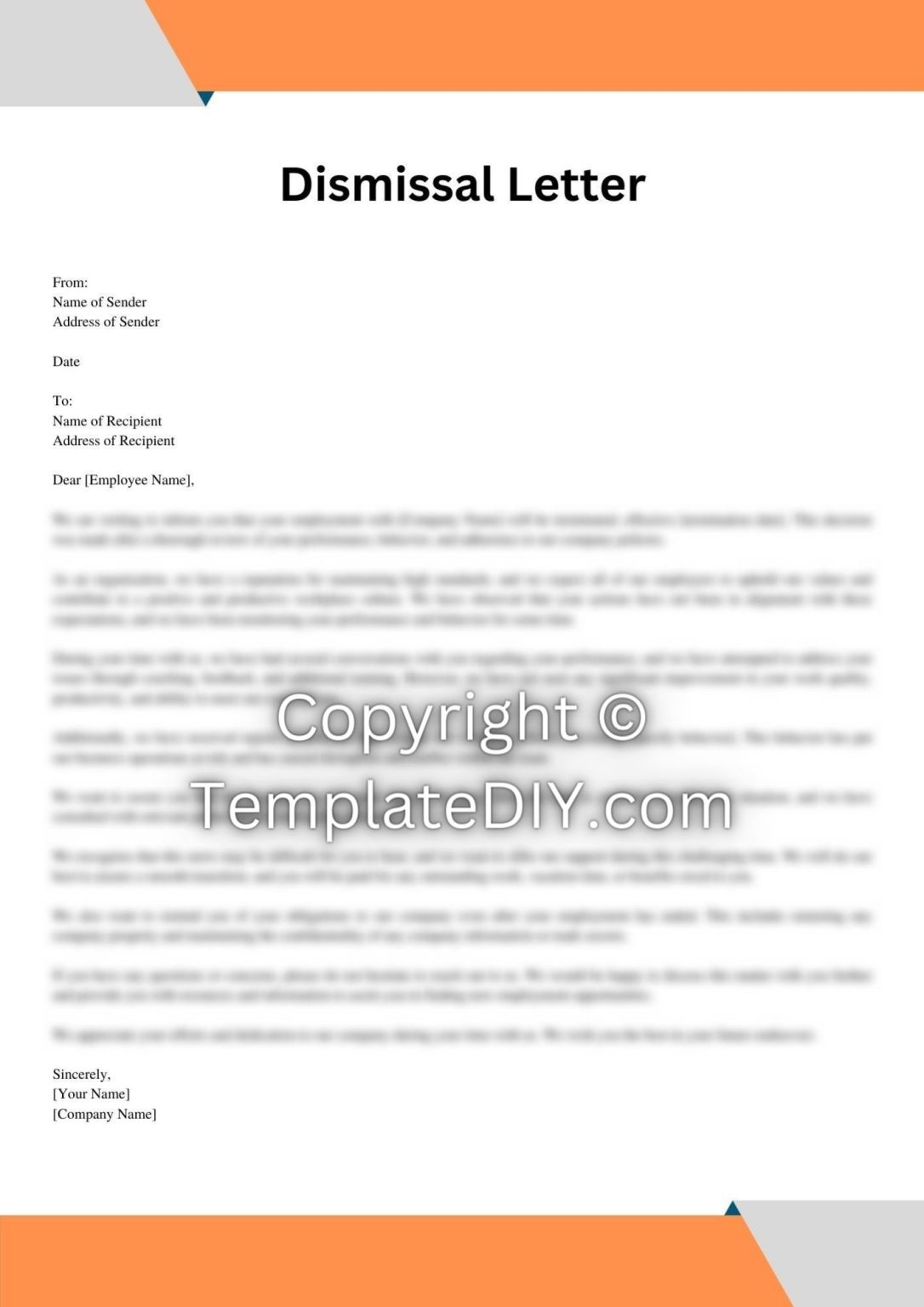 Dismissal Letter for Employee Sample Examples in PDF & Word