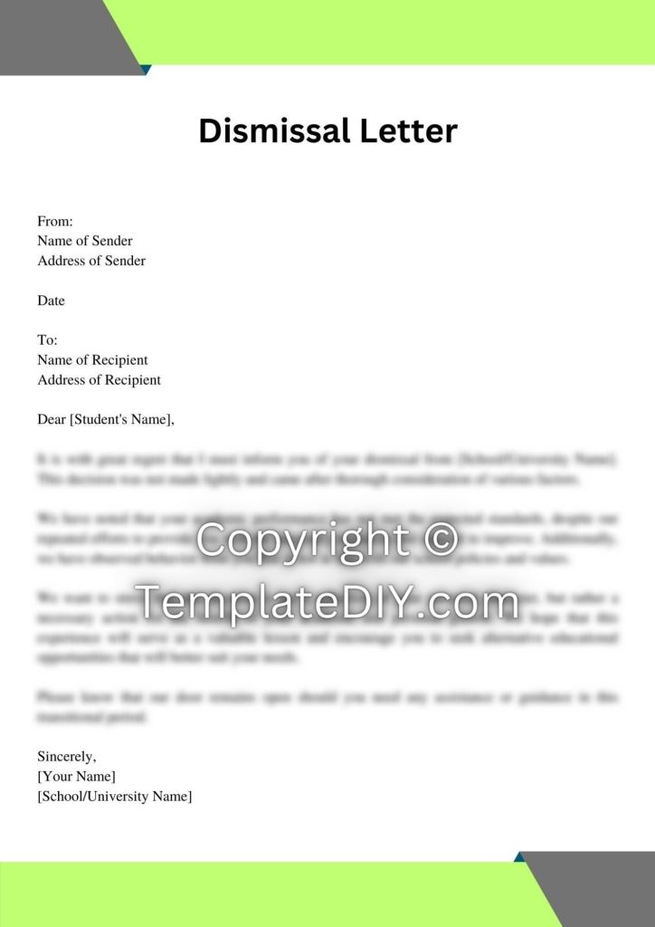 Dismissal Letter for Student Template | Download Example