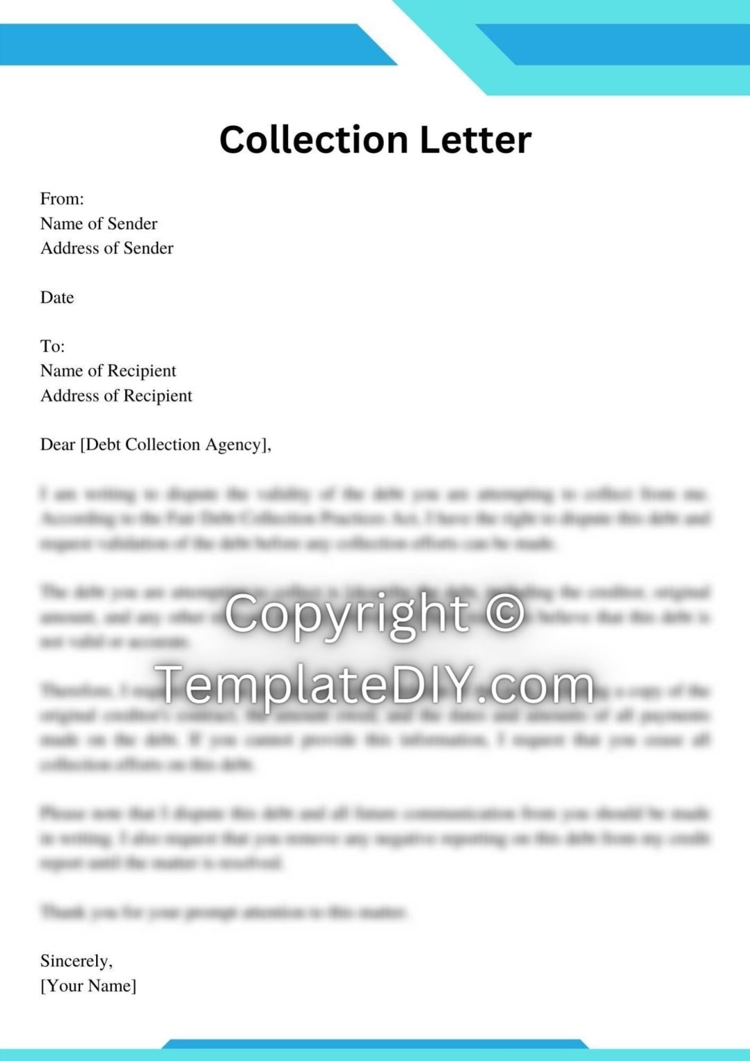 Dispute Collection Letter Sample Template with Examples