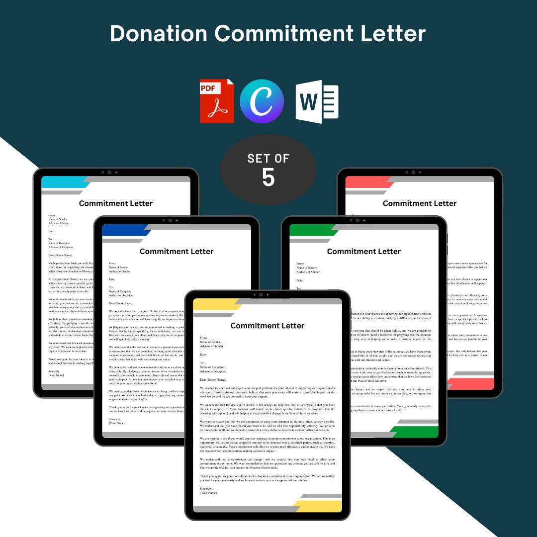 Donation Commitment Letter Template | Download Sample