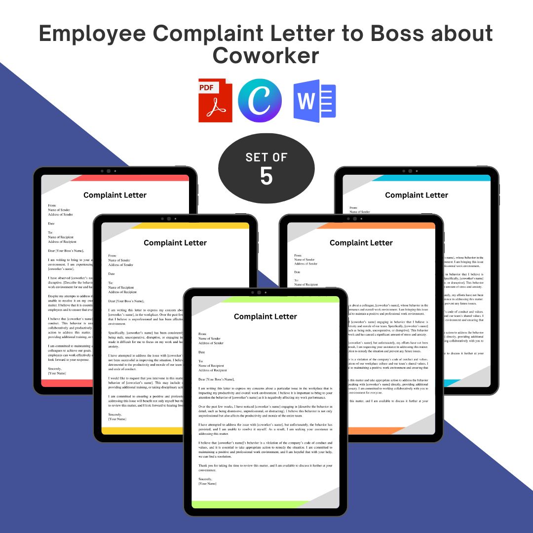 Employee Complaint Letter to Boss about Coworker Sample
