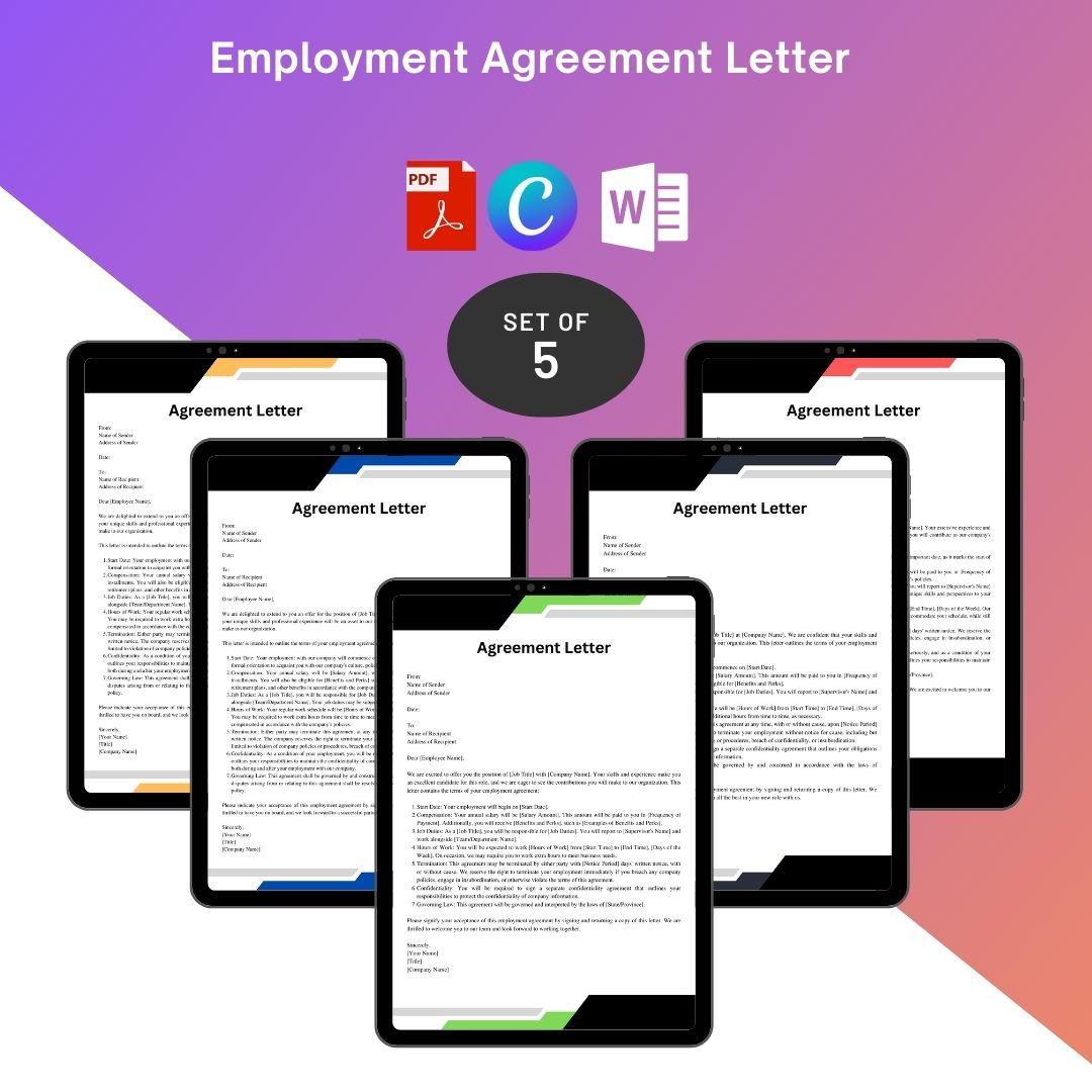Employment Agreement Letter Sample Template with Examples