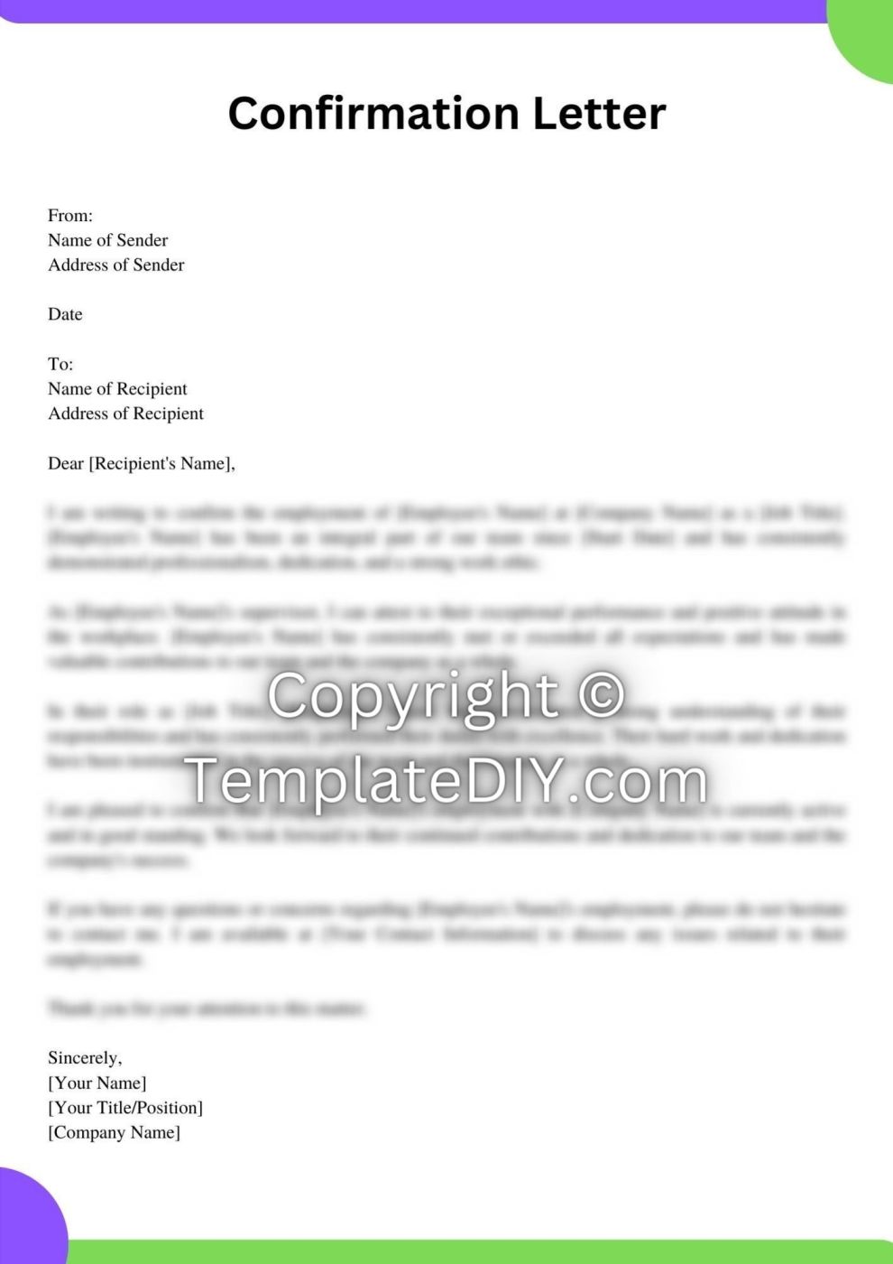 Employment Confirmation Letter Sample with Examples [Word]