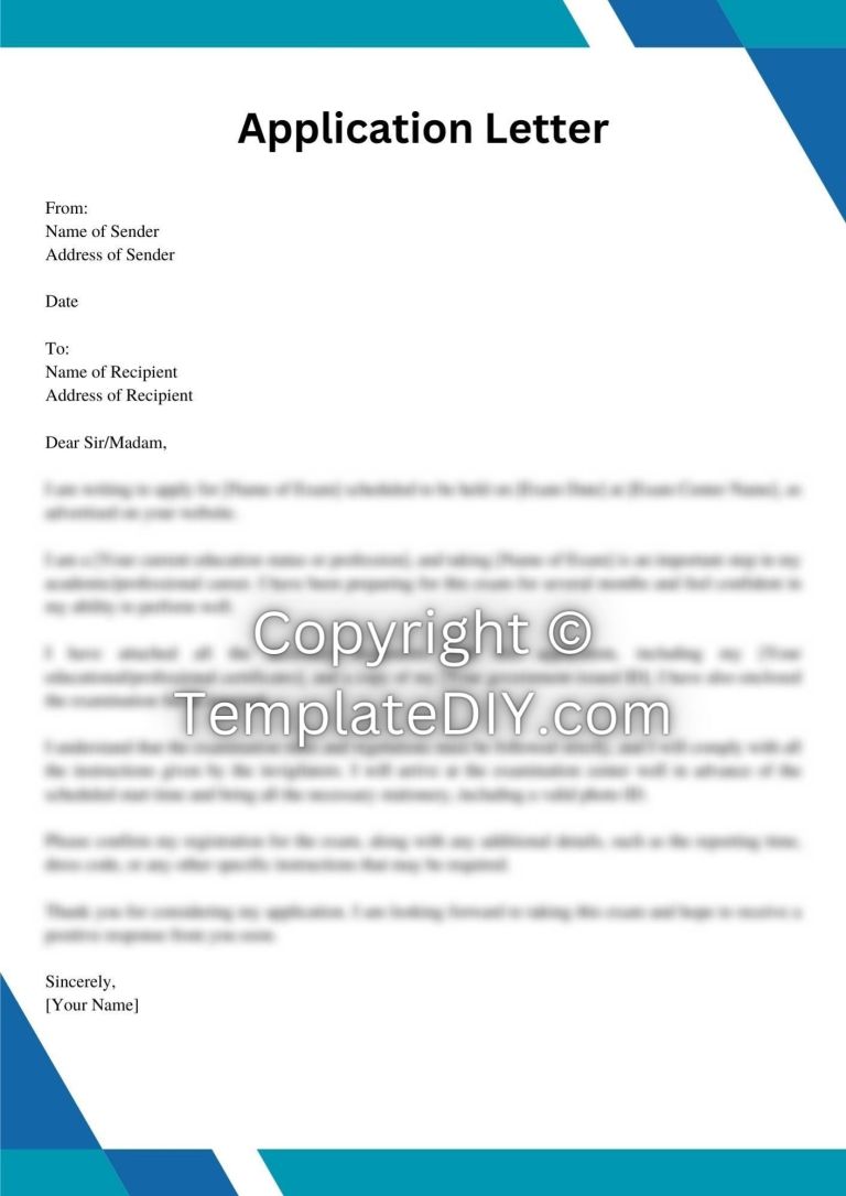 Exam Application Letter Sample Template with Examples