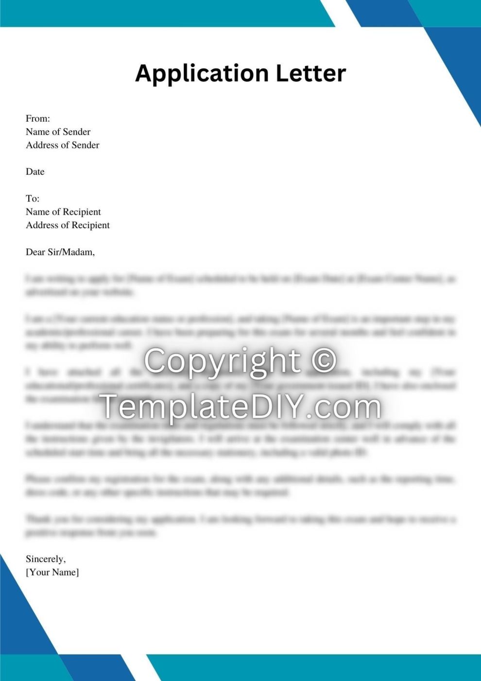 Exam Application Letter Sample Template with Examples