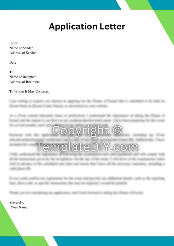 Exam Application Letter Sample Template with Examples