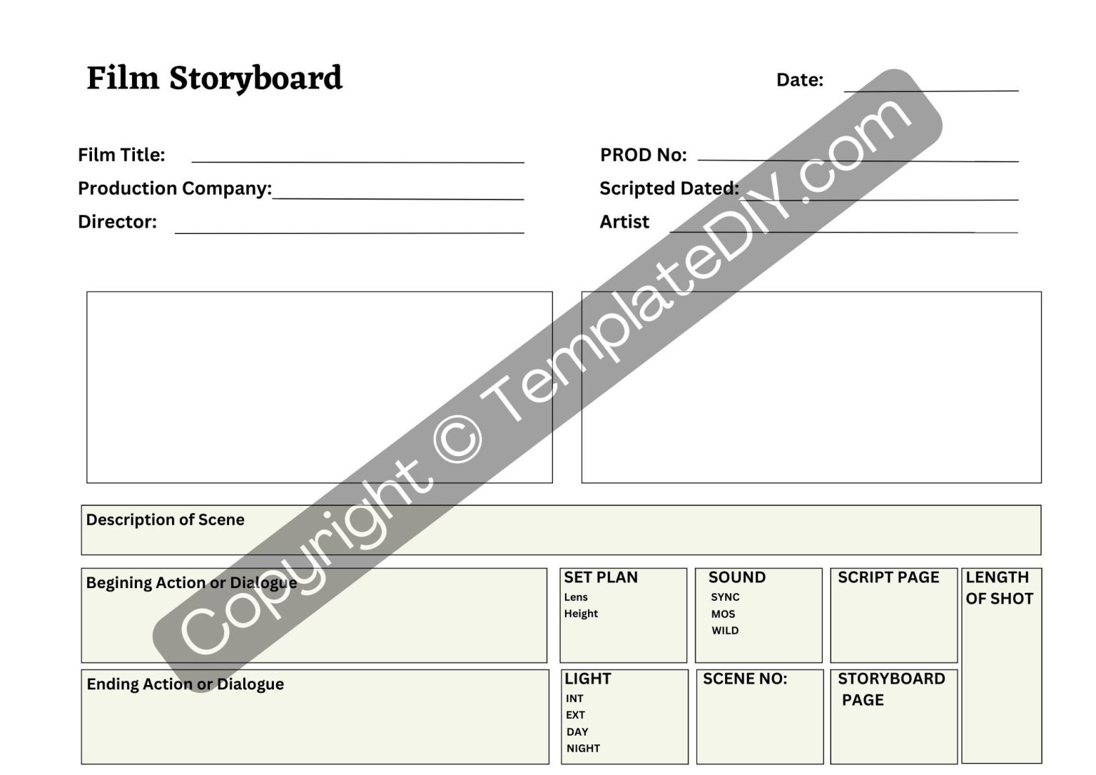 Film Storyboard Template Printable PDF, Word [Editable]