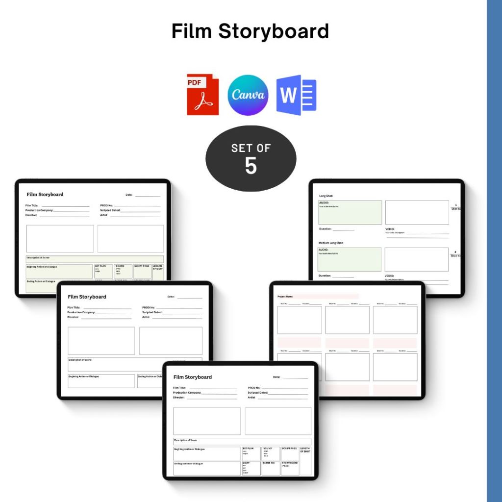 OneNote Storyboard Template Printable in PDF, Word