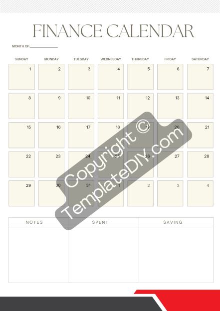 Finance Calendar Printable Template in PDF, Word [Editable]