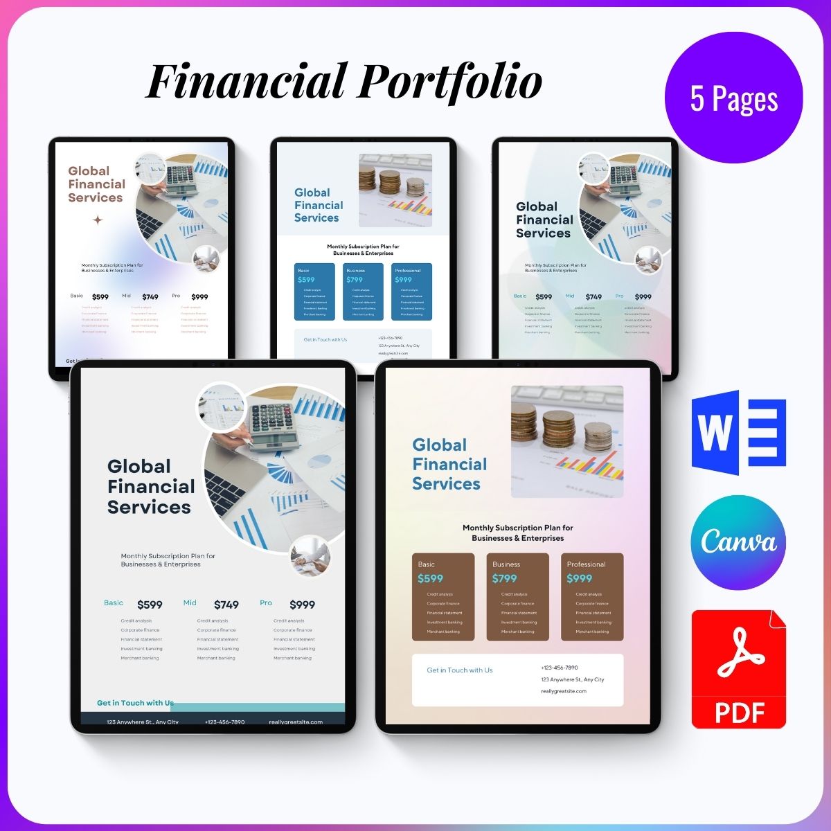 Financial Portfolio Template Printable Blank [Pdf, Word]