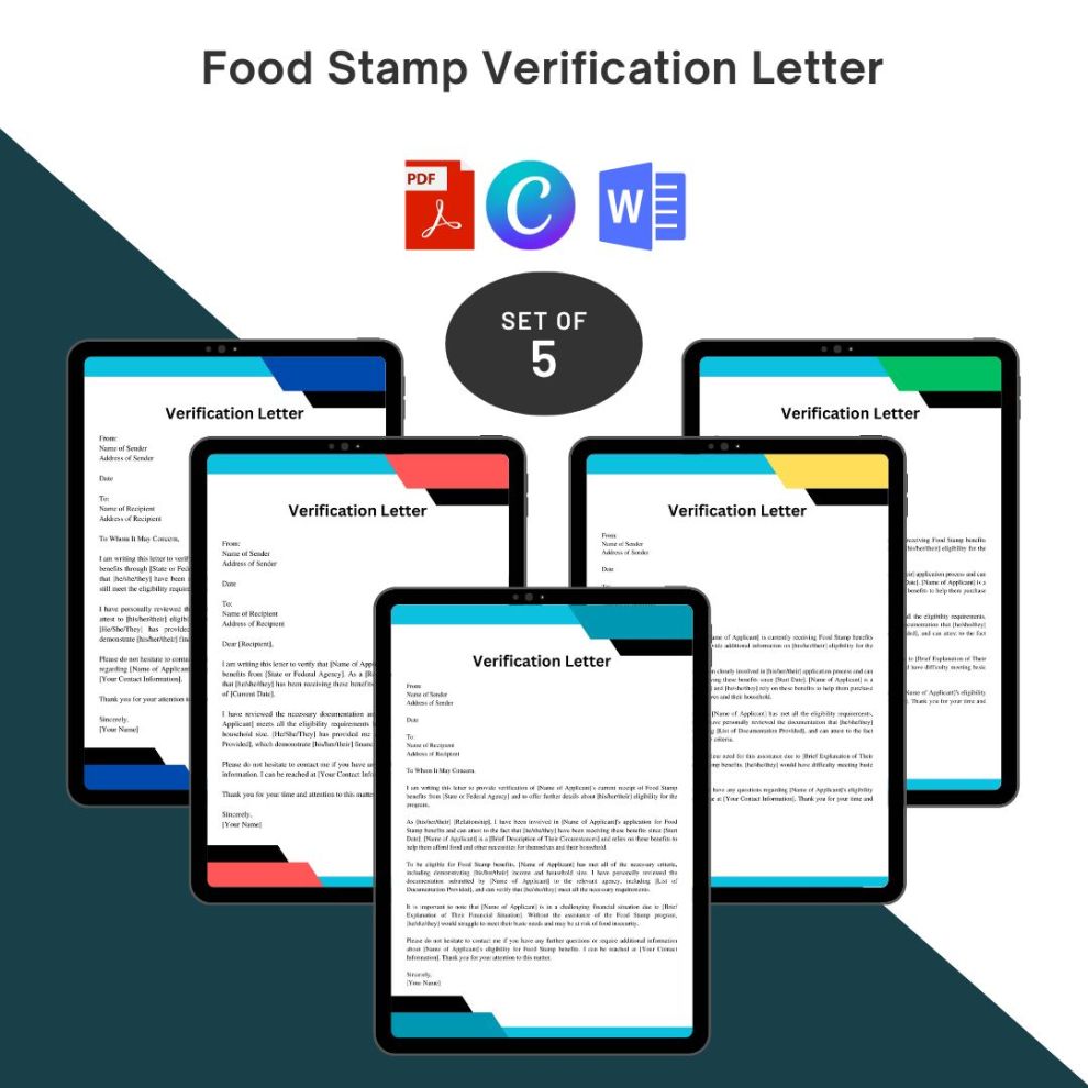 Food Stamp Verification Letter Sample Template and Examples