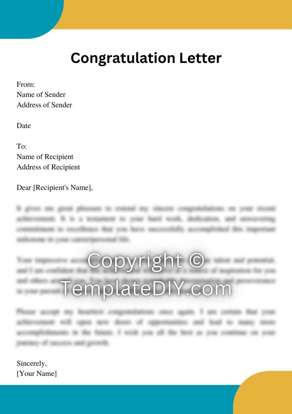 Formal Congratulations Letter Sample with Examples [Word]