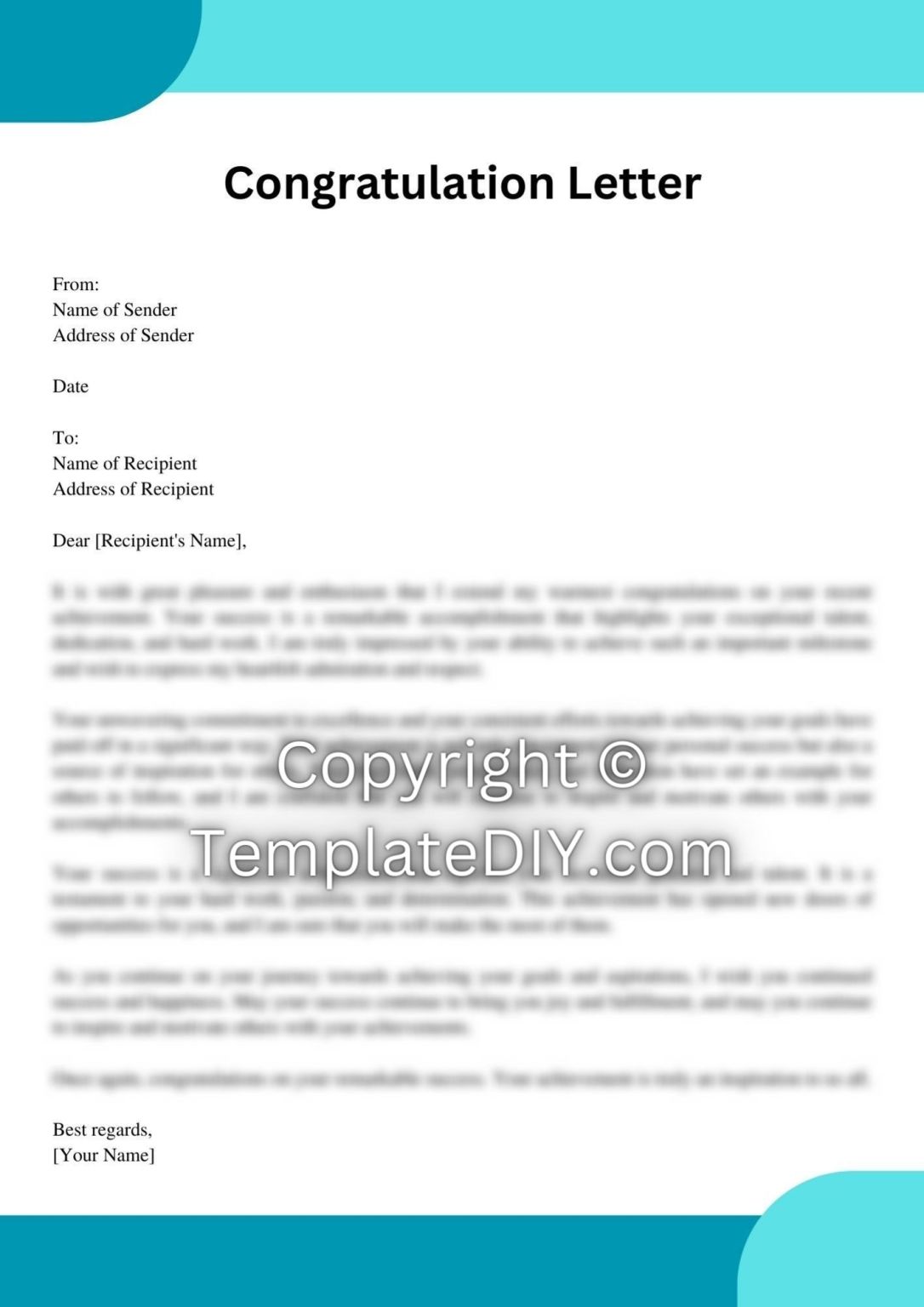 Formal Congratulations Letter Sample with Examples [Word]