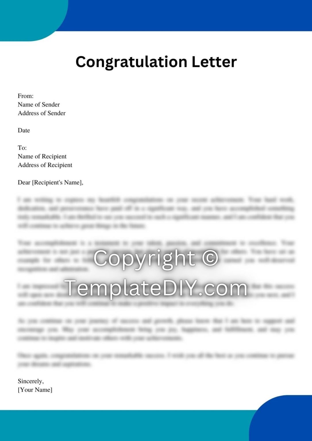 Formal Congratulations Letter Sample with Examples [Word]