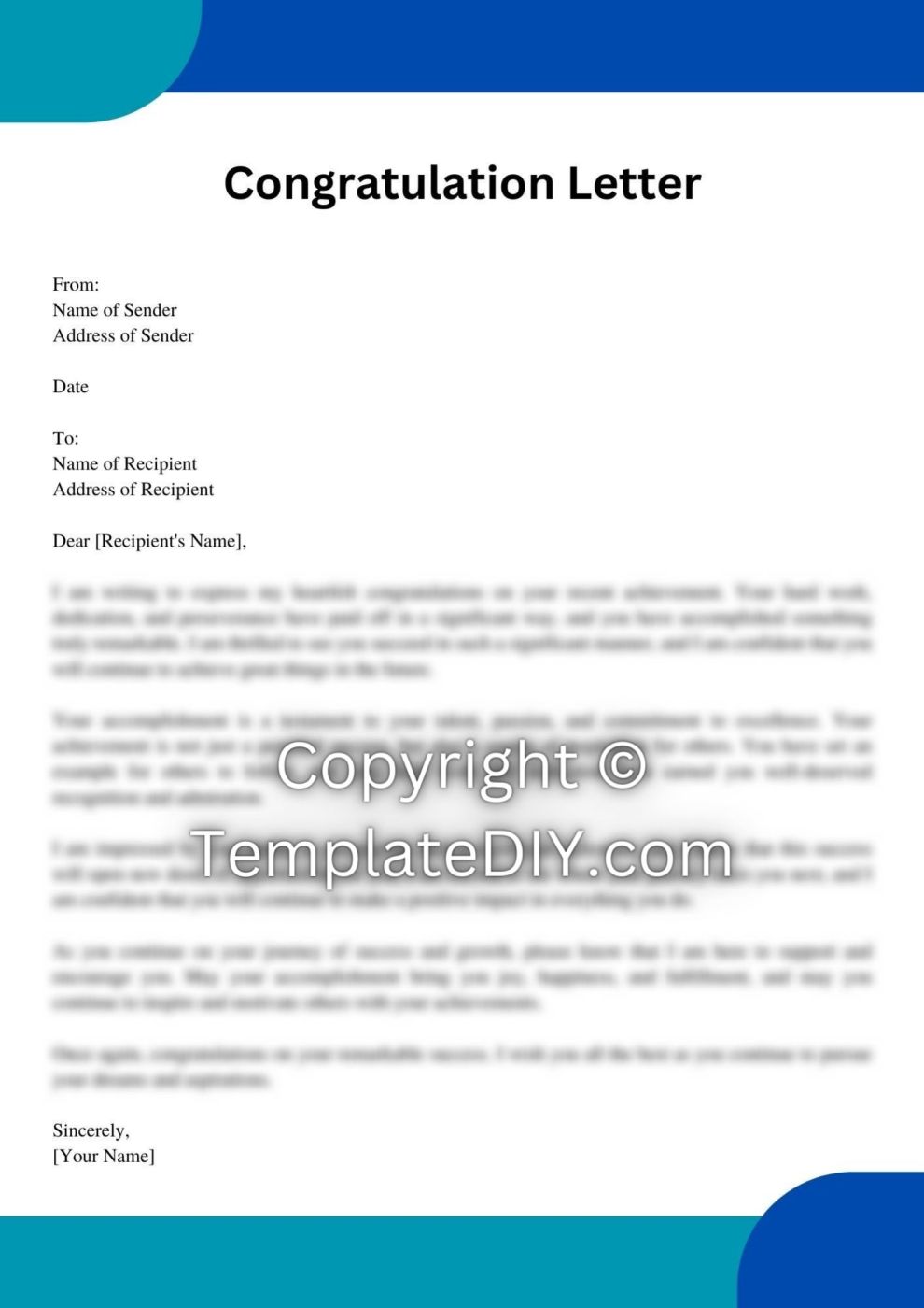 Formal Congratulations Letter Sample with Examples [Word]