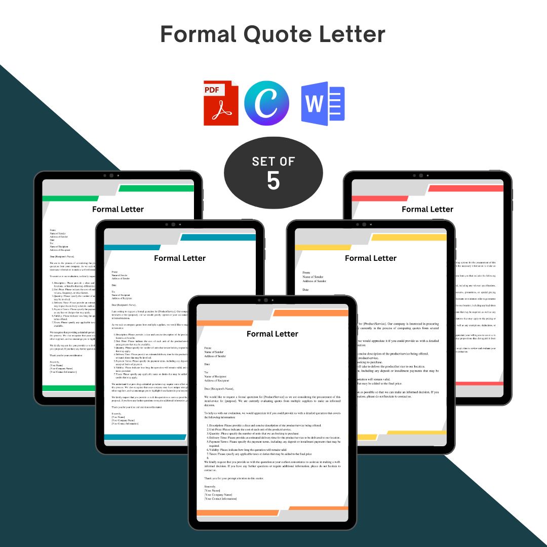 Formal Quote Letter Sample with Examples [Word Editable]