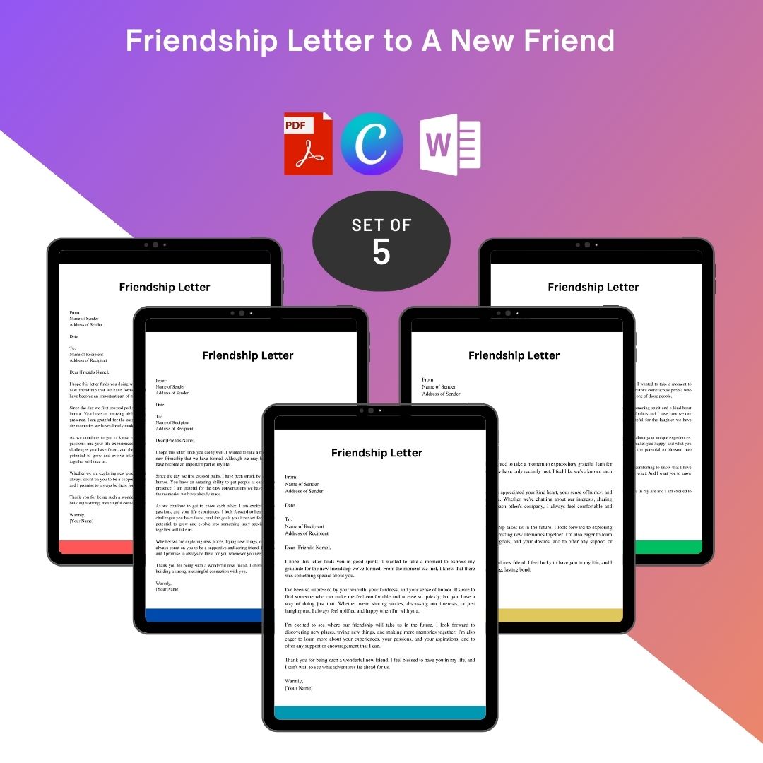 Friendship Letter to A New Friend Sample with Examples