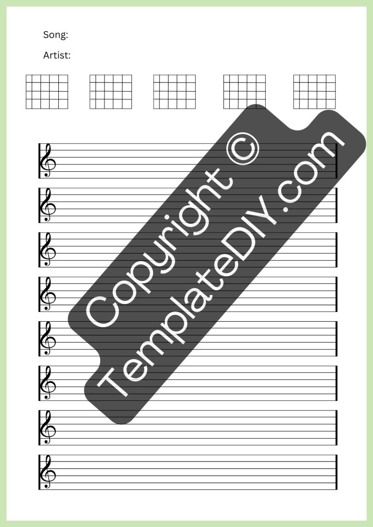 Blank Guitar Tab Sheet Template – Printable PDF & Word