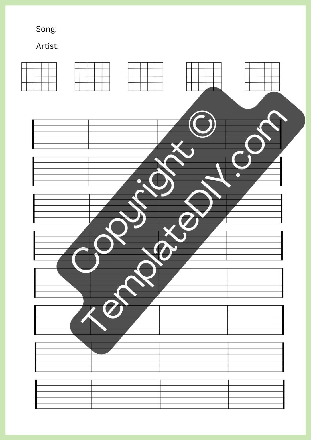 Blank Guitar Tab Sheet Template – Printable PDF & Word