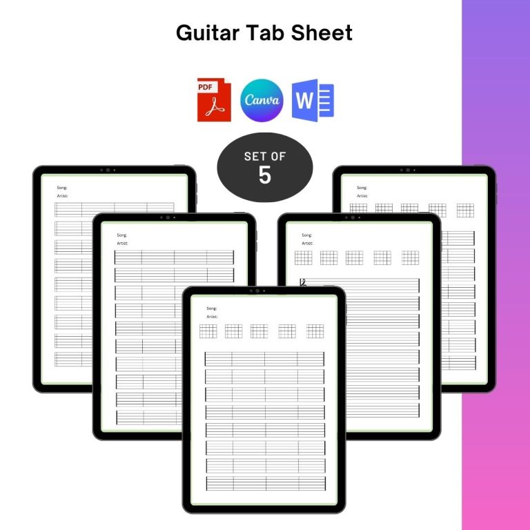 Blank Guitar Tab Sheet Template – Printable PDF & Word