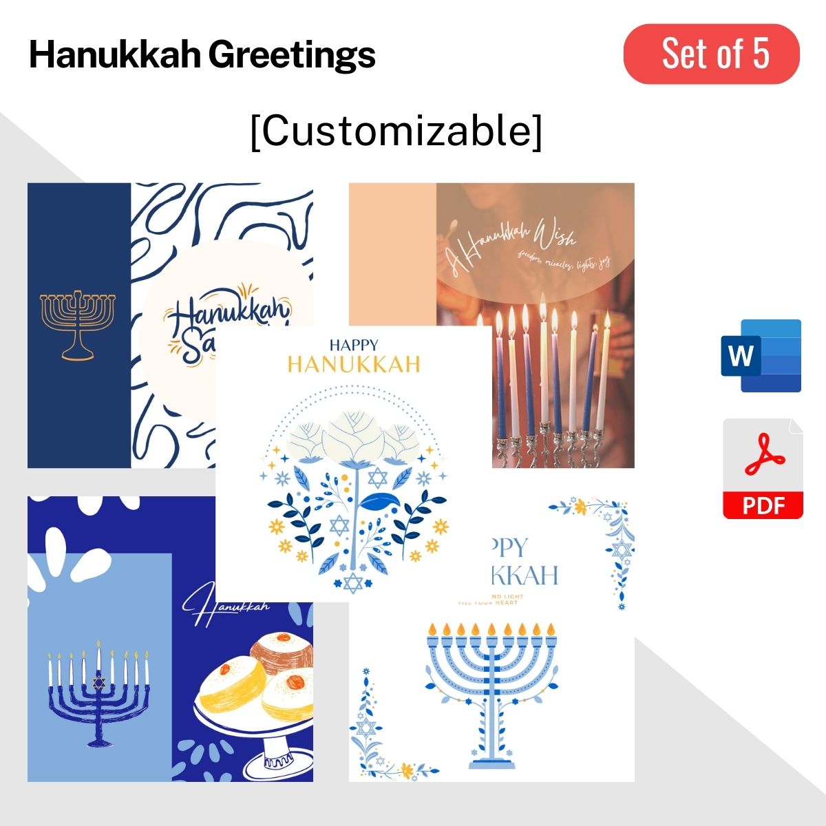 Best Hanukkah Greetings Printable Template PDF, Word