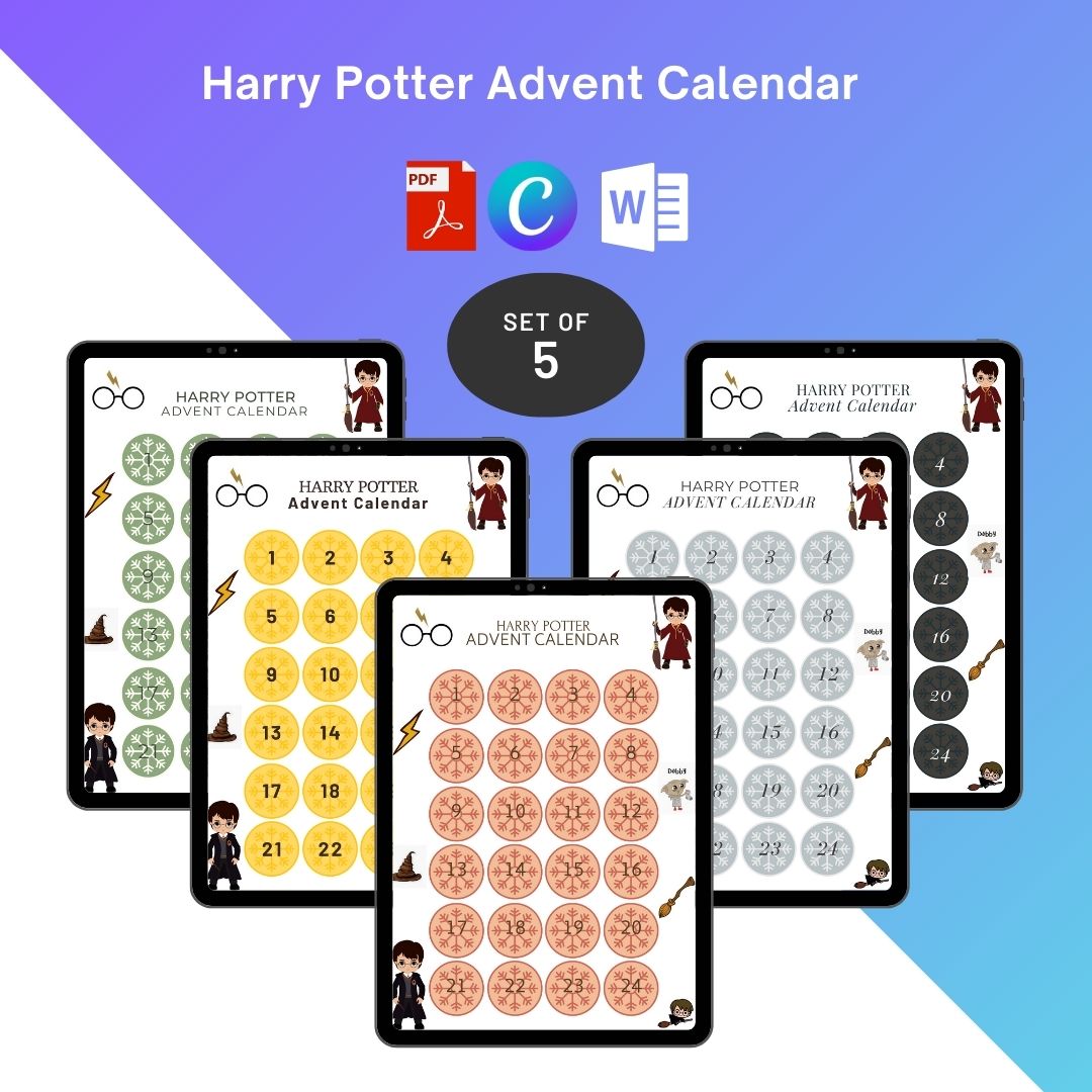 Harry Potter Advent Calendar Printable Template PDF, Word