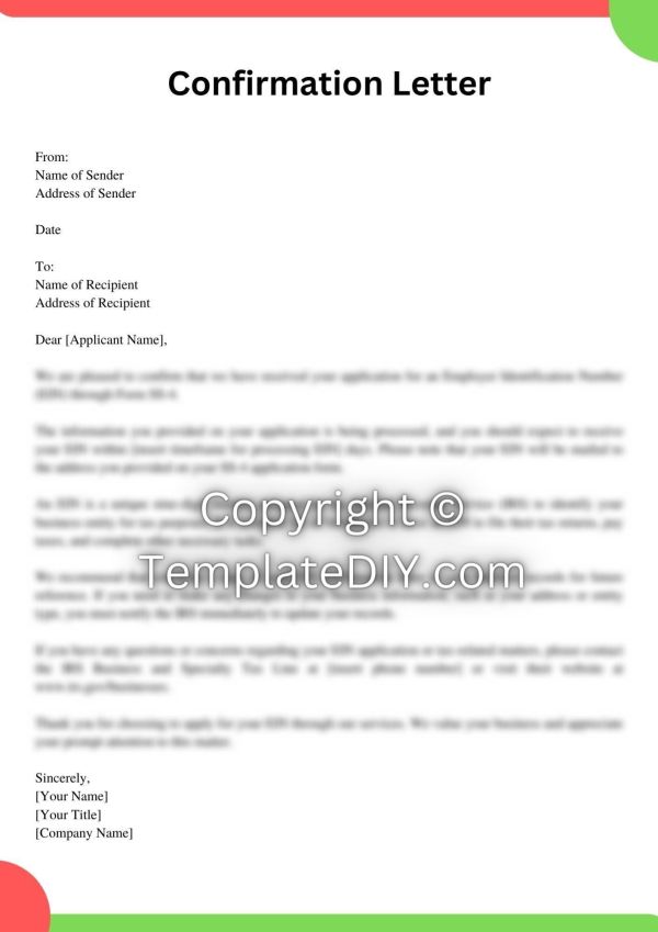 Download IRS SS-4 Confirmation Letter Sample [Word Format]