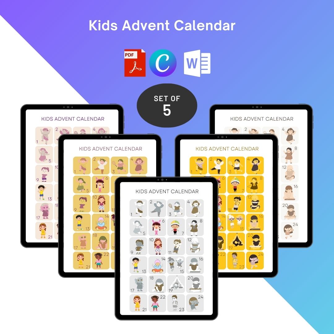Kids Advent Calendar Printable Template in PDF, Word
