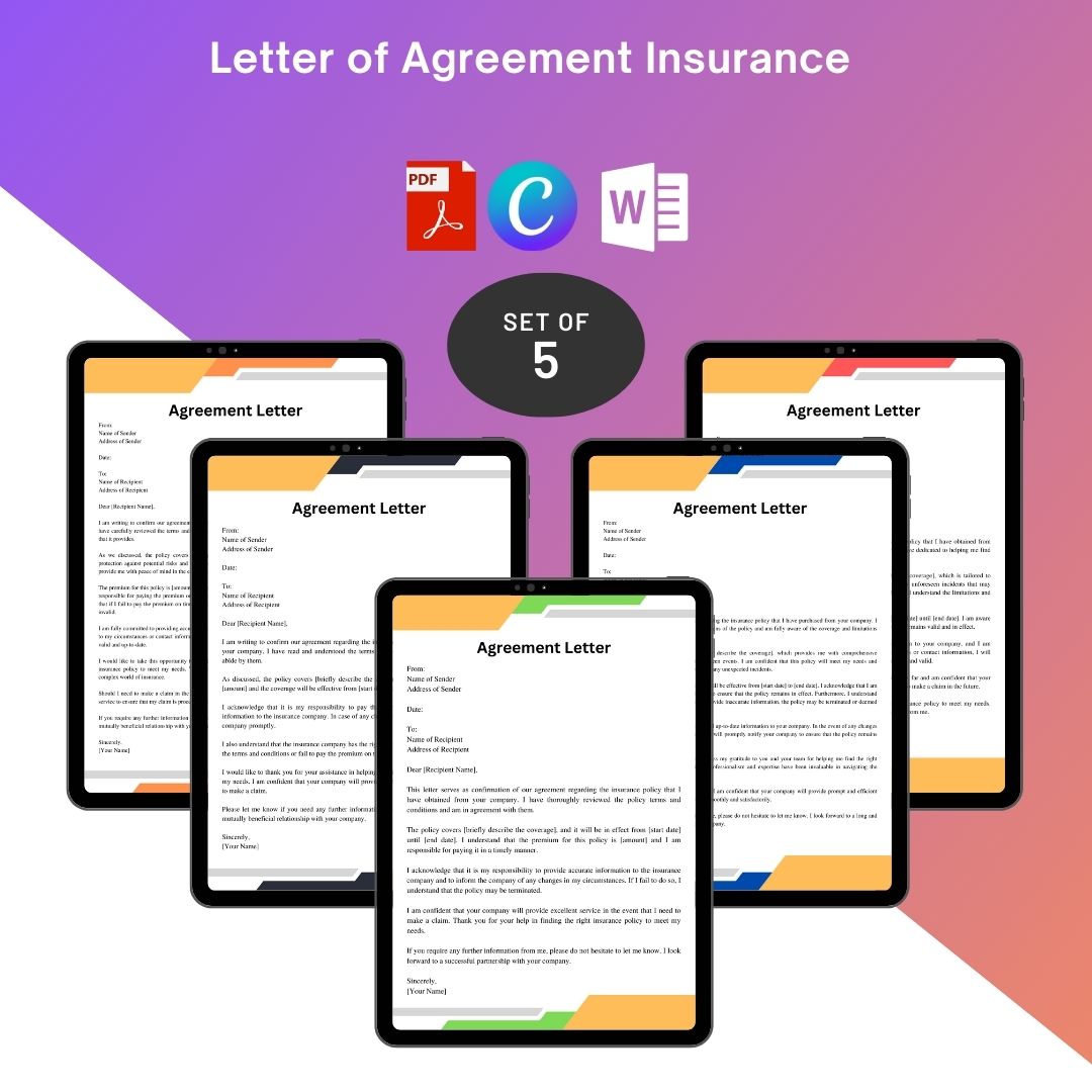 Letter of Agreement Insurance Sample with Examples [Word]