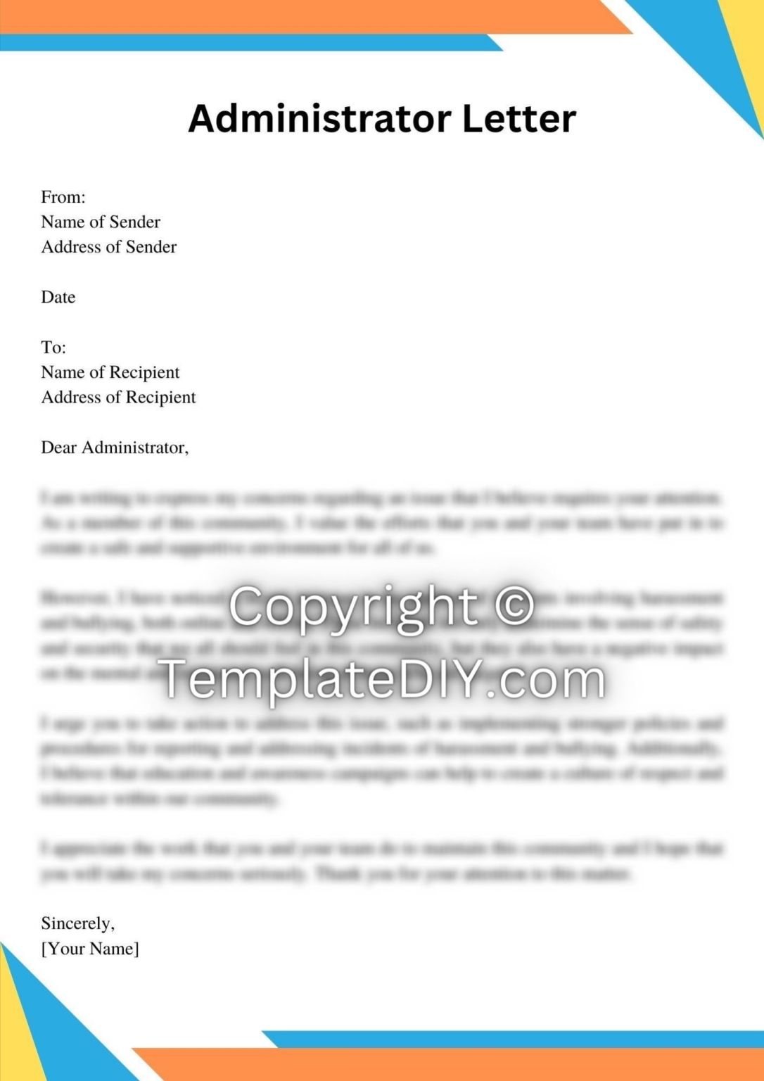 Letter to Administrator Sample Template with Examples