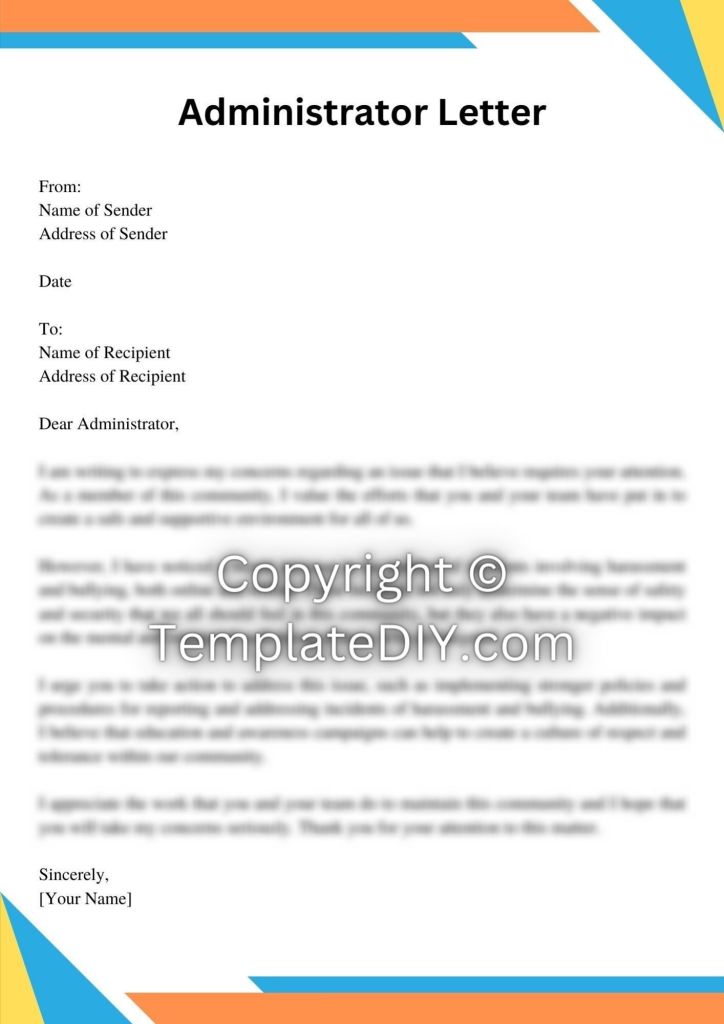 Letter to Administrator Sample Template with Examples