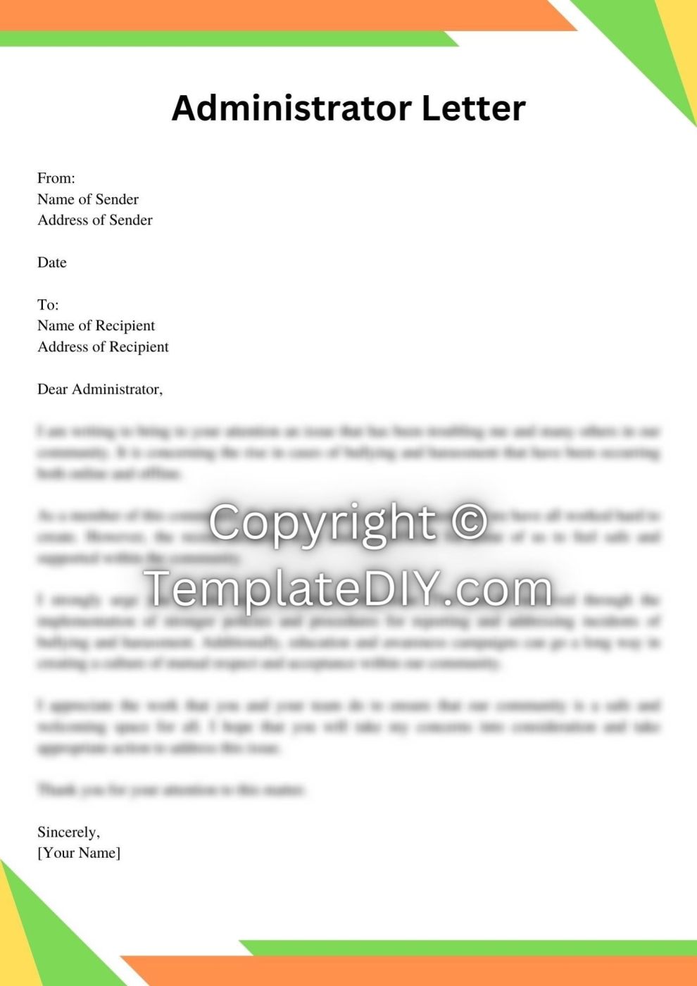 Letter to Administrator Sample Template with Examples