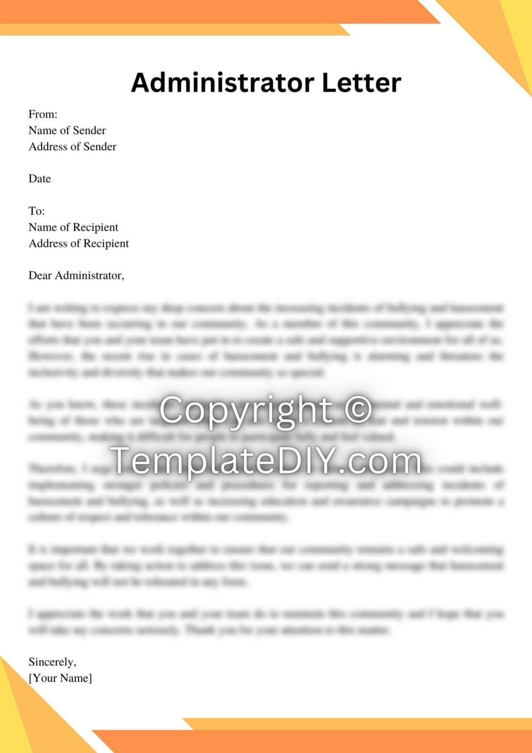 Letter to Administrator Sample Template with Examples