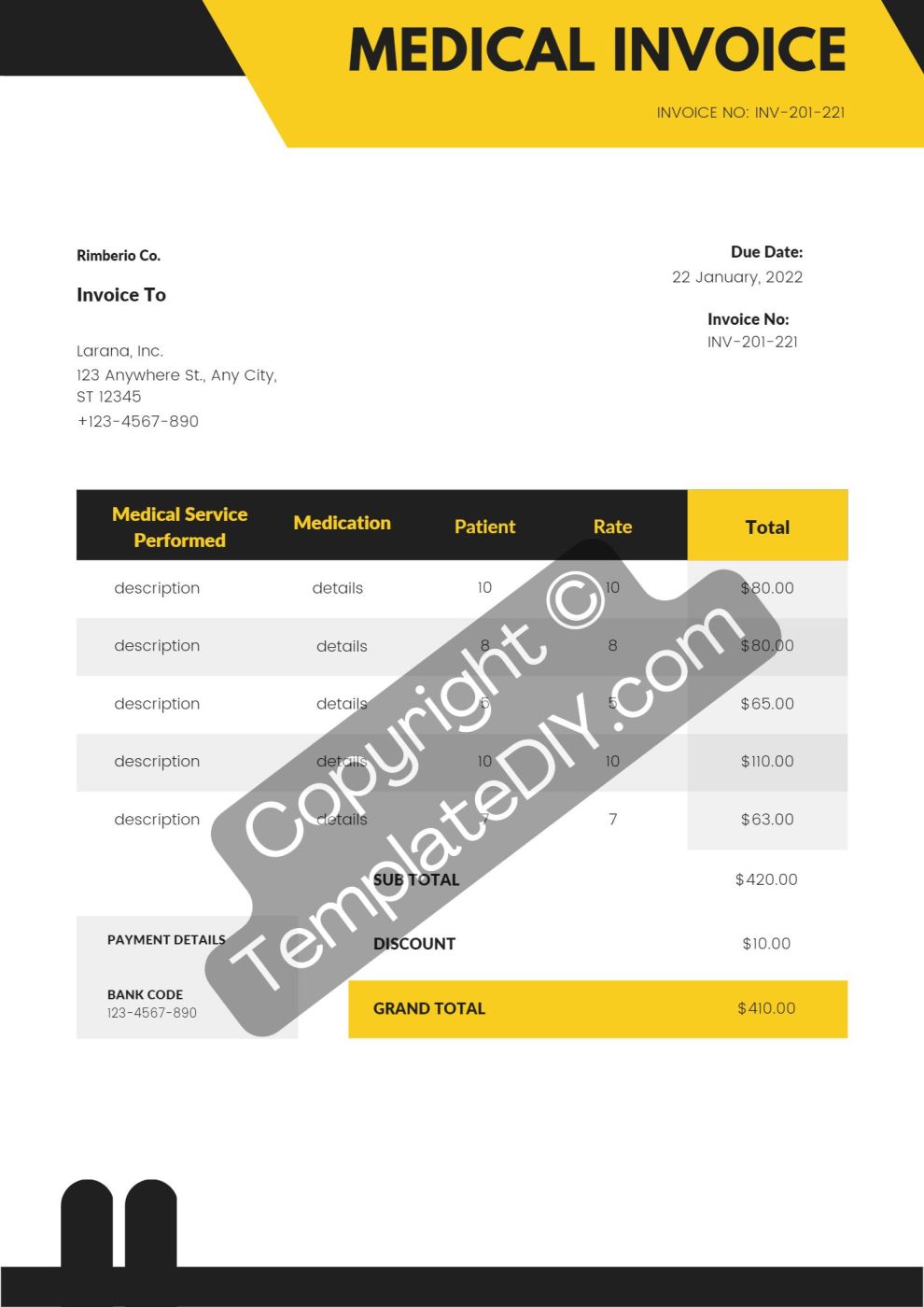 Medical Bill Template Printable in PDF, Word [Editable]