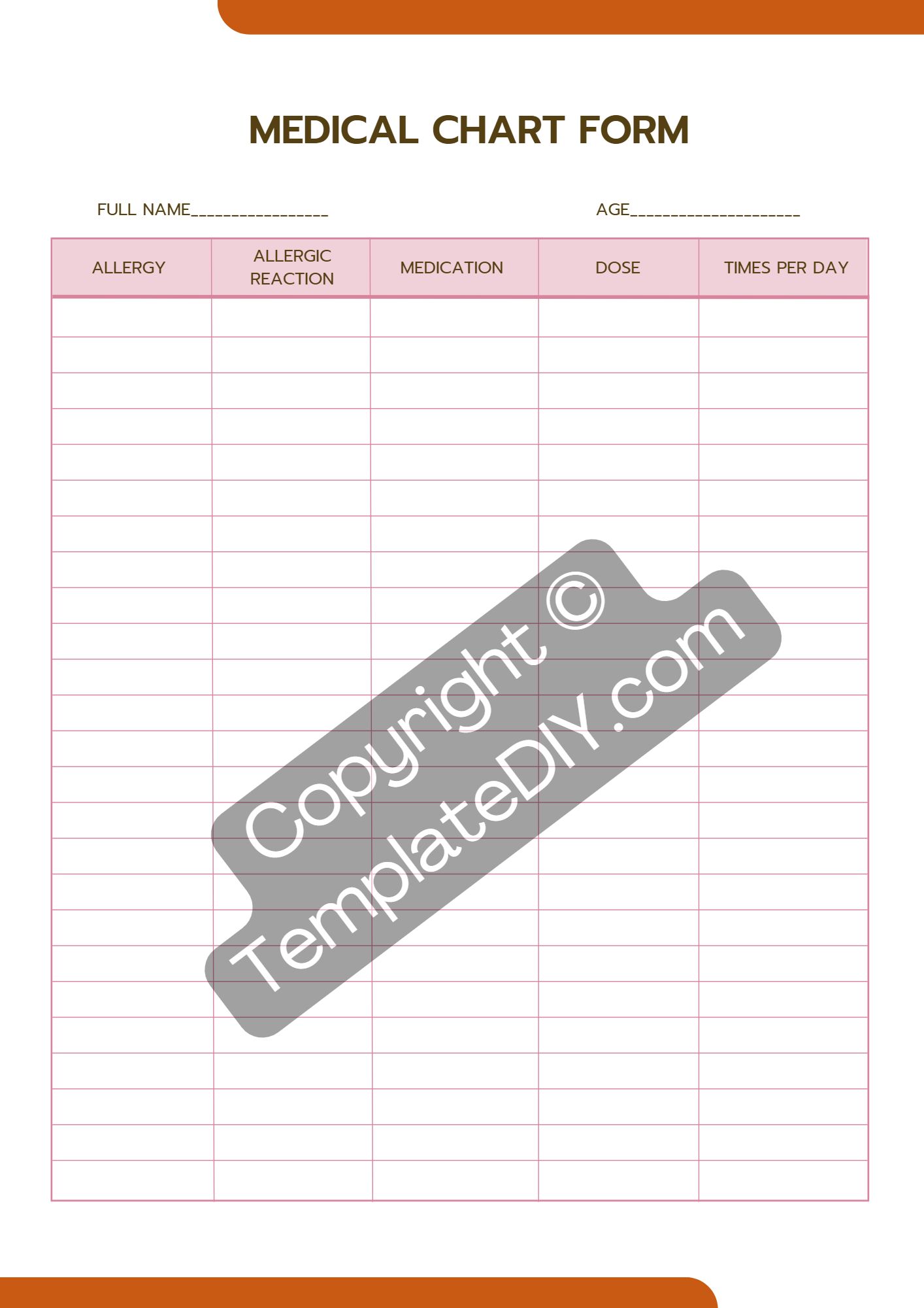 Medical Chart Template Printable In Pdf Word Editable