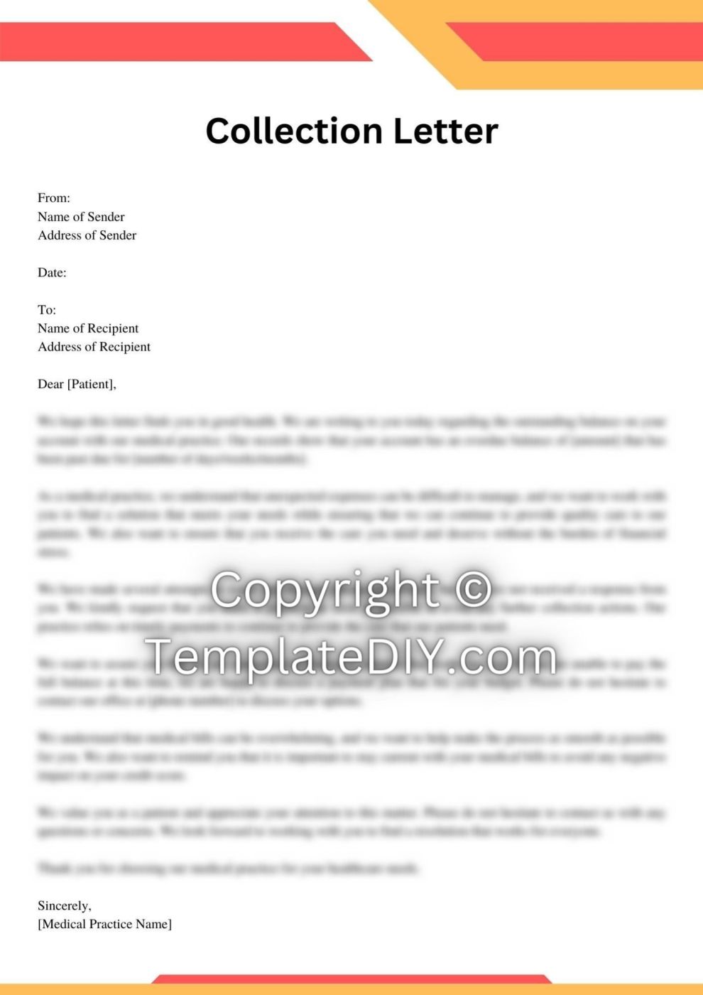 Medical Collection Letter Sample Template Examples PDF Word