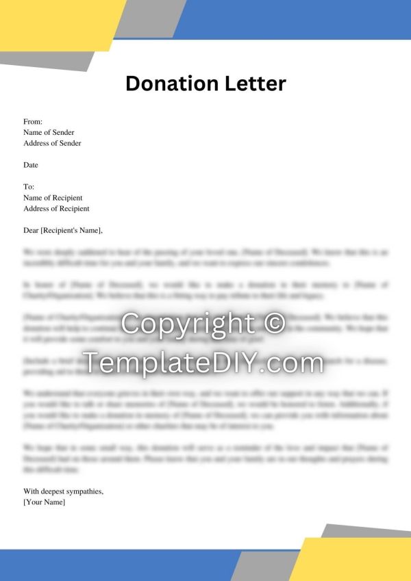 Memorial Donation Letter Sample with Examples [Word]