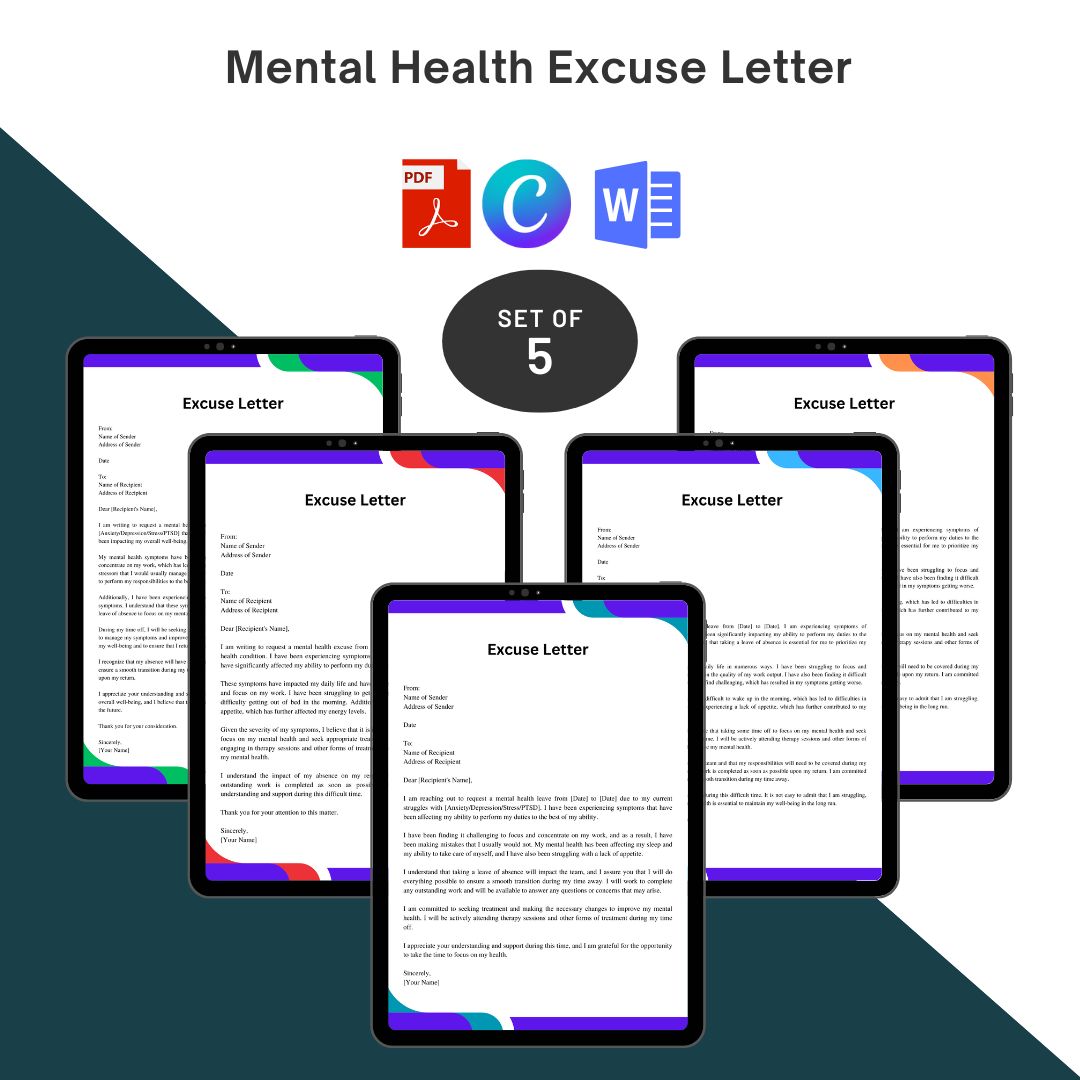 Mental Health Excuse Letter Sample with Examples [Word]