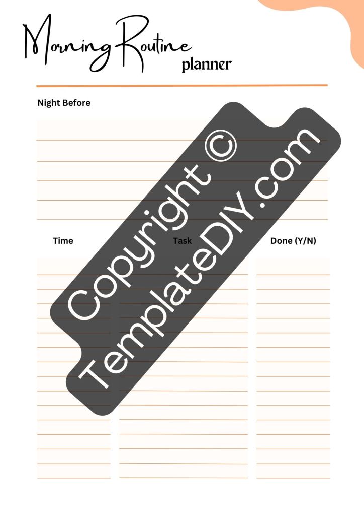 Morning Routine Planner Template PDF, Word, Excel