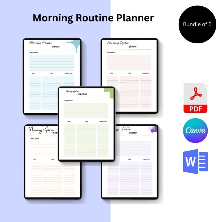 Morning Routine Planner Template PDF, Word, Excel