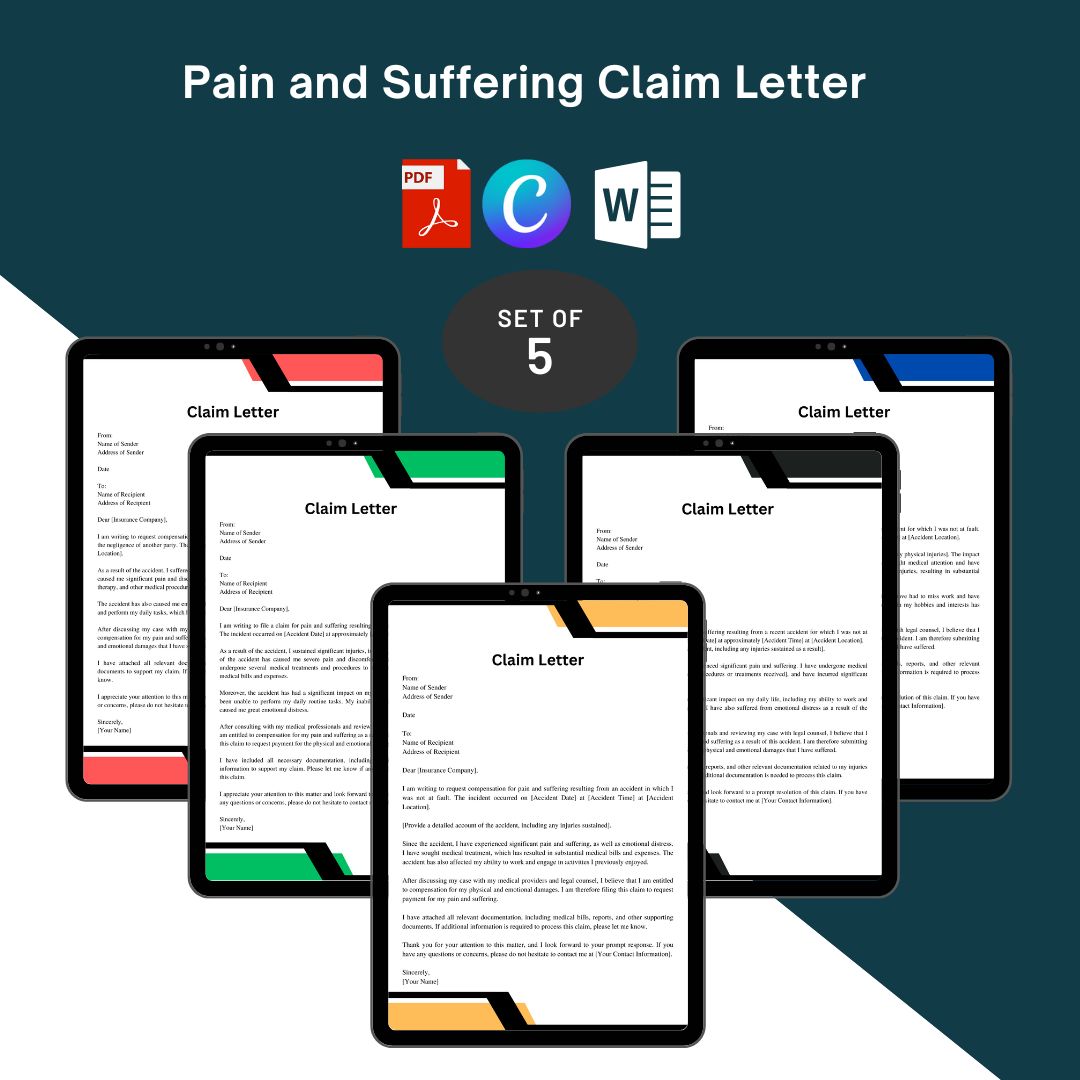 Pain and Suffering Claim Letter Sample with Examples [Word]