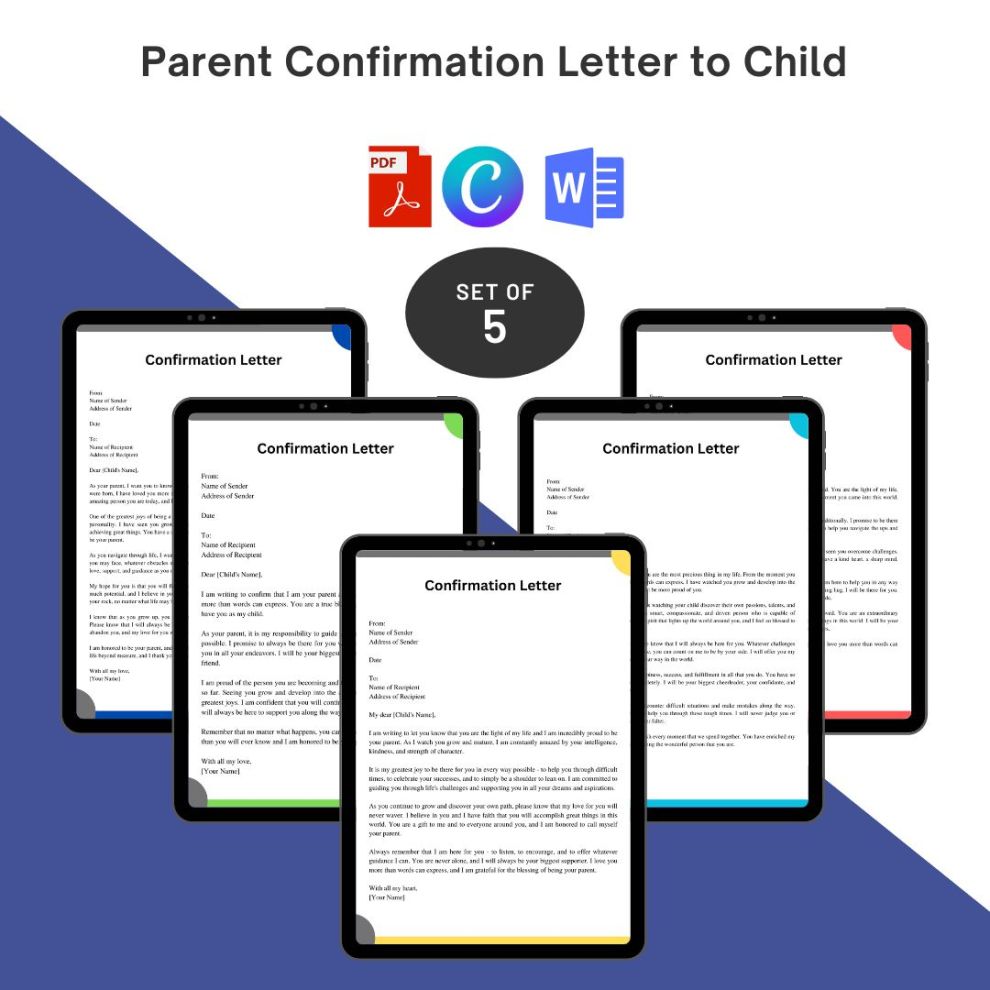 Printable Parent Confirmation Letter to Child | Word Format