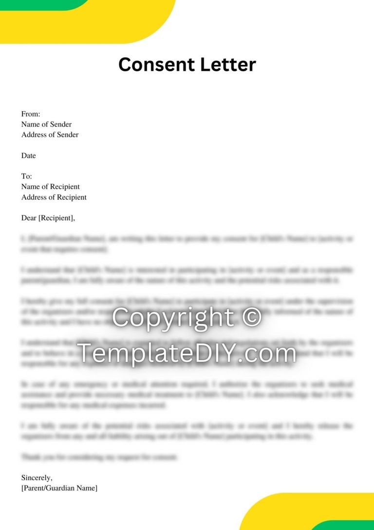 Parent Consent Letter Sample with Examples [Word Editable]